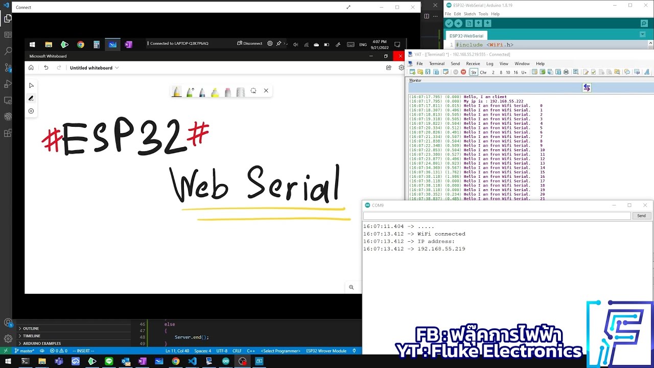 Eleccoach แสดงข้อมูล Serial ผ่าน Wifi ด้วย Esp32 Webserial Youtube