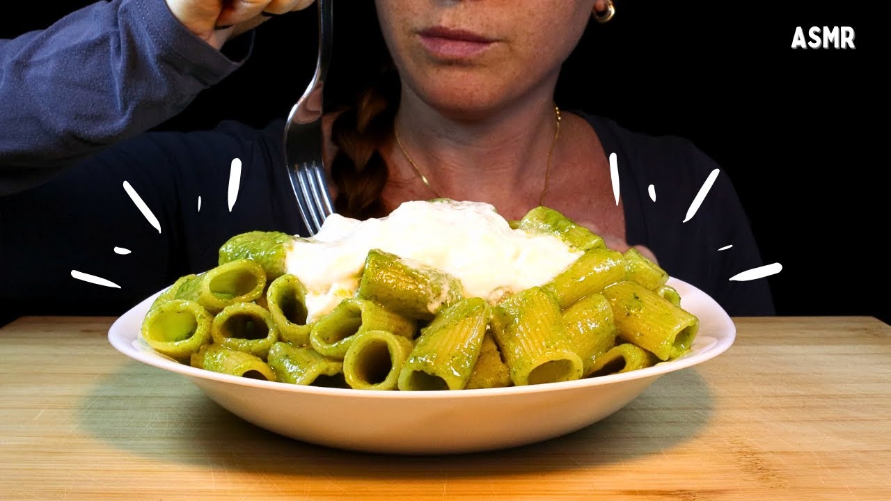 ASMR | PASTA WITH PESTO & STRACCIATELLA | EATING SOUNDS | MUKBANG - YouTube