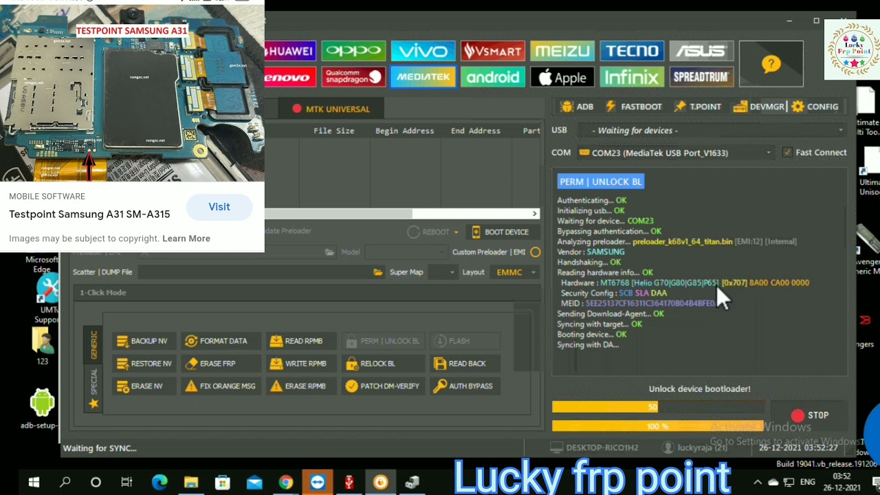 Samsung a31kg lock remove by unlocktool.(a315f) mtk cpu 100% unlock ...