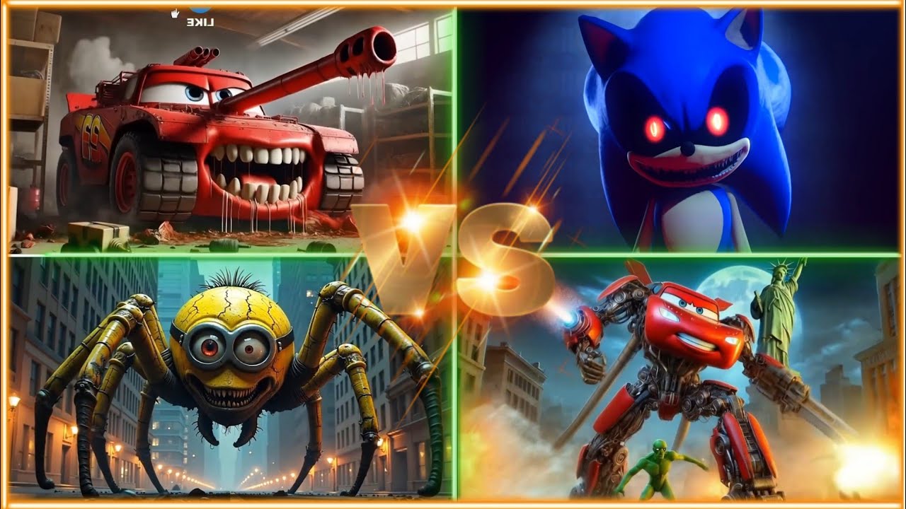 Mcqueen tank & & Minions spider & Sonic & Mcqueen transformers Tiles ...