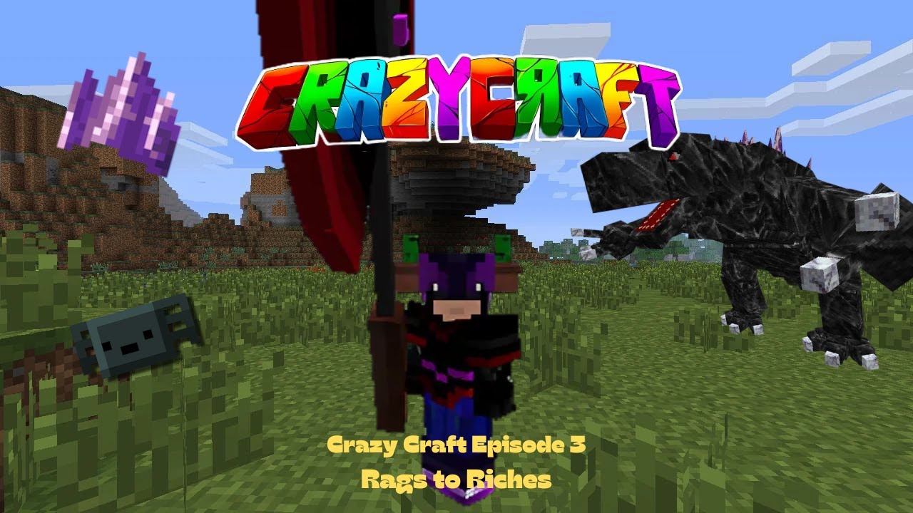 Let's Play Crazy Craft! Episode 3: Rags to Riches - YouTube