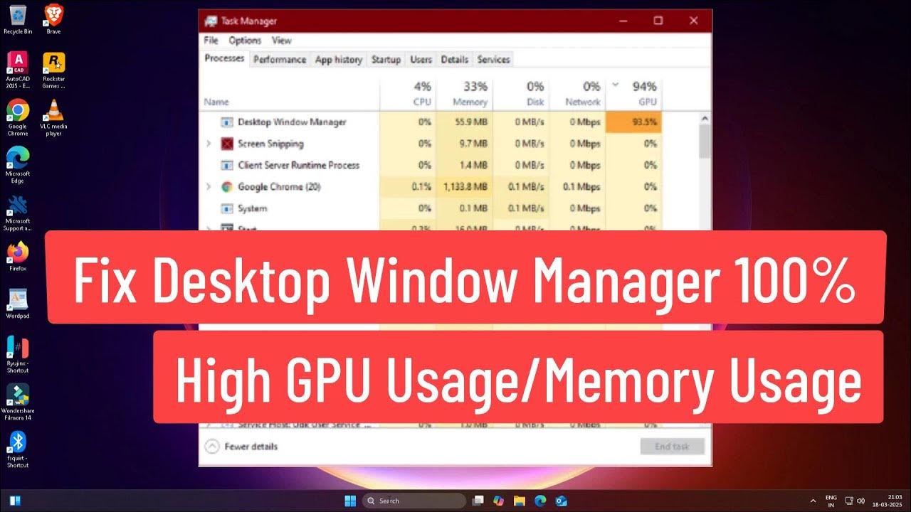 Fix Desktop Window Manager (dwm.exe) 100% High GPU Usage/Memory Usage - YouTube