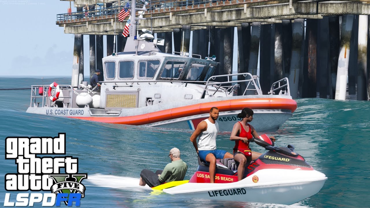 GTA 5 LSPDFR Coastal Callouts Baywatch Edition | Life Guard Jet Ski ...