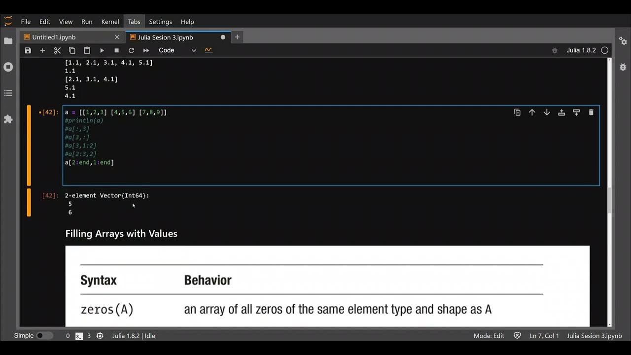 Julia Vectores, Matrices,Estructuras y Colas - YouTube