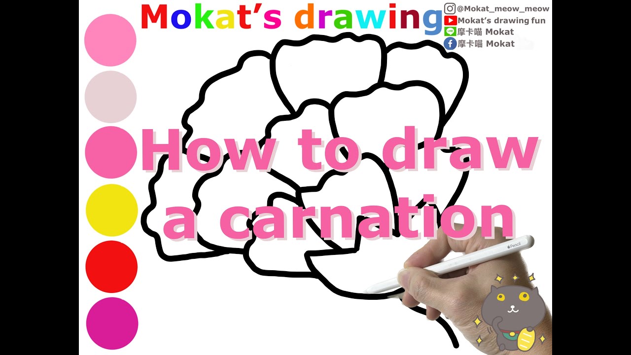 How to draw a carnation easy step by step for kids - YouTube