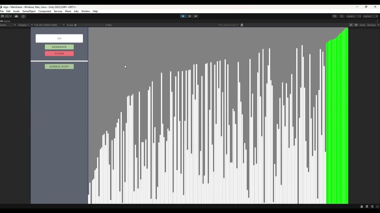 Bubble Sort Algo Visual In Unity - YouTube