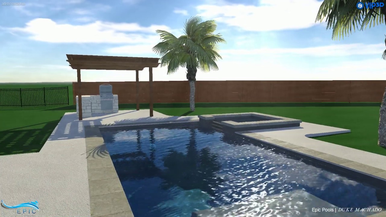Epic Pools - Design 1037 : 13x26 with Hot Tub - YouTube