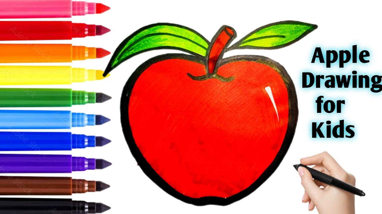 How to draw an Apple 🍎 easy drawing pencil shading || Apple drawing for ...