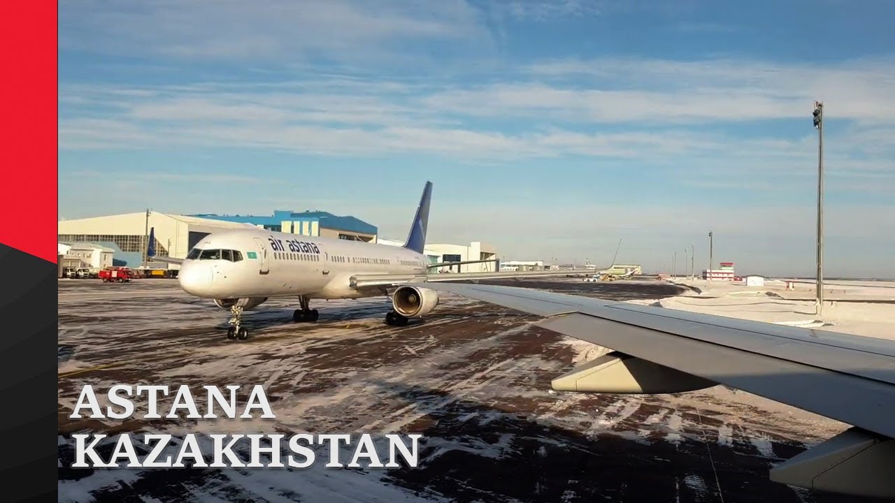 ICY Runway -30C Turbulent Takeoff from Kazakhstan - Astana - Air Astana ...