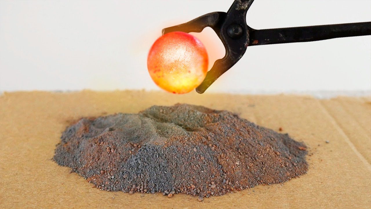 GUNPOWDER VS GLOWING 1000 DEGREE METAL BALL ( EXPERIMENT ) - YouTube