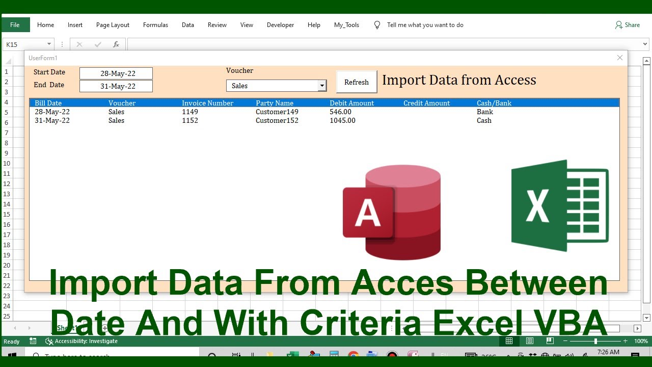 Import Data From Access Between Date Excel VBA YouTube Import Data From Access Between Date Excel VBA YouTube