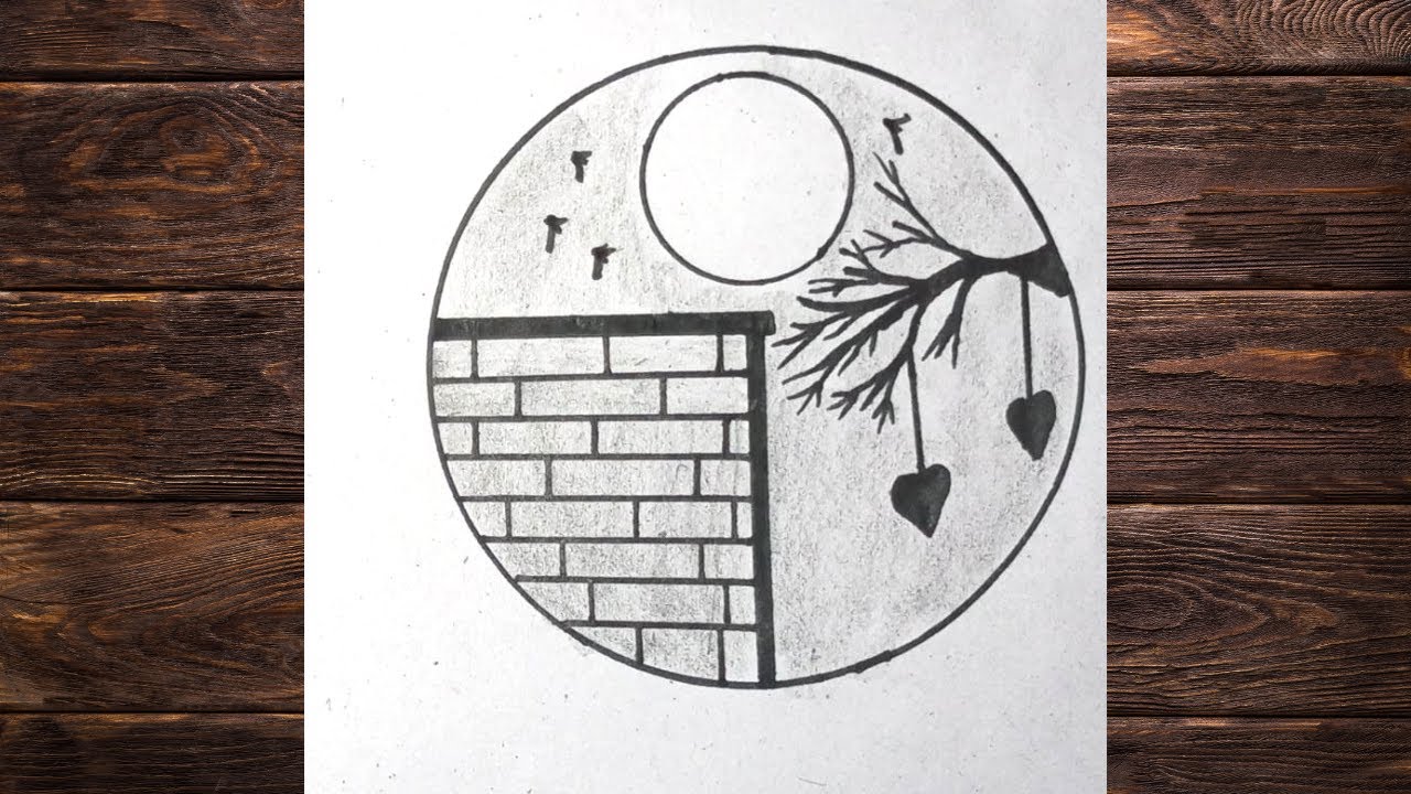 How to draw circle drawing scenery easy | Circle drawing easy | Circle ...