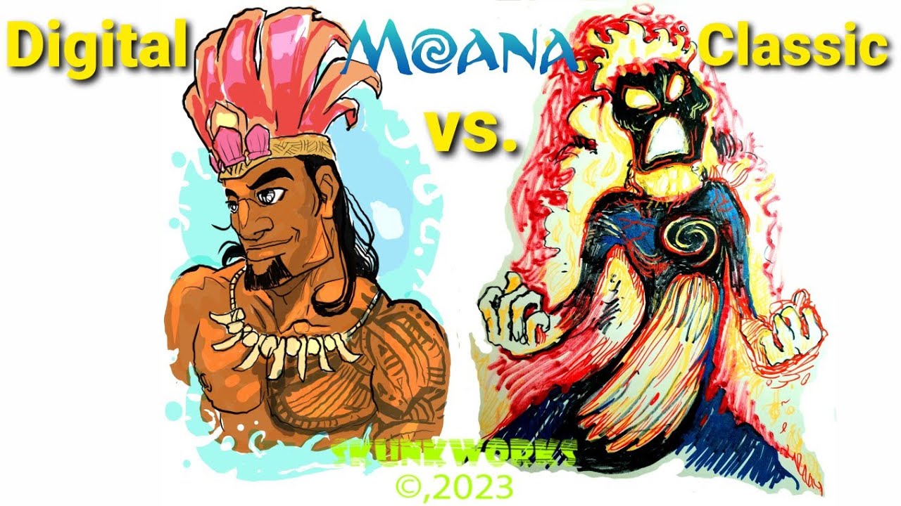 Disney™ Moana Te Fiti Portrait Classic vs. Chief Tui Digital Drawing # ...