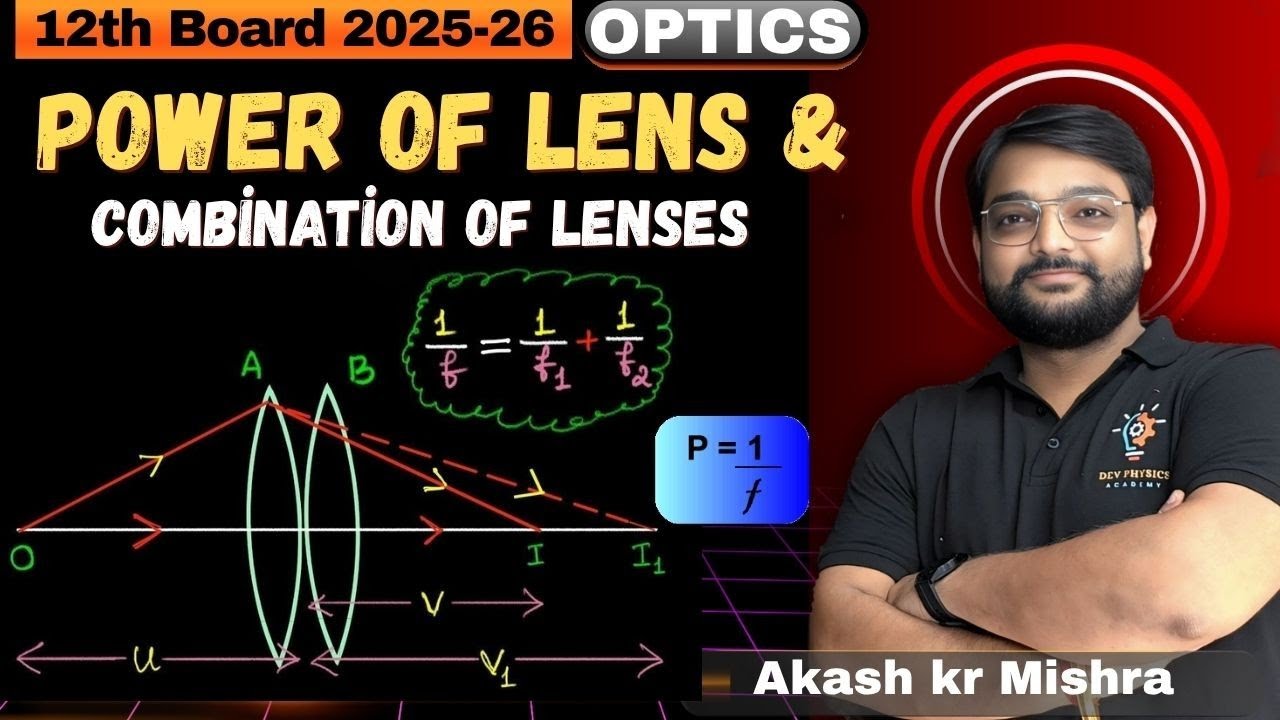 11. Power of Lens & Combination of Thin Lenses | Derivation, Formula ...
