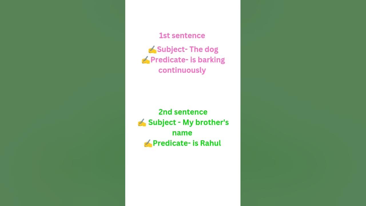 Subject and Predicate. Try to understand in one minute 😜🙏 - YouTube