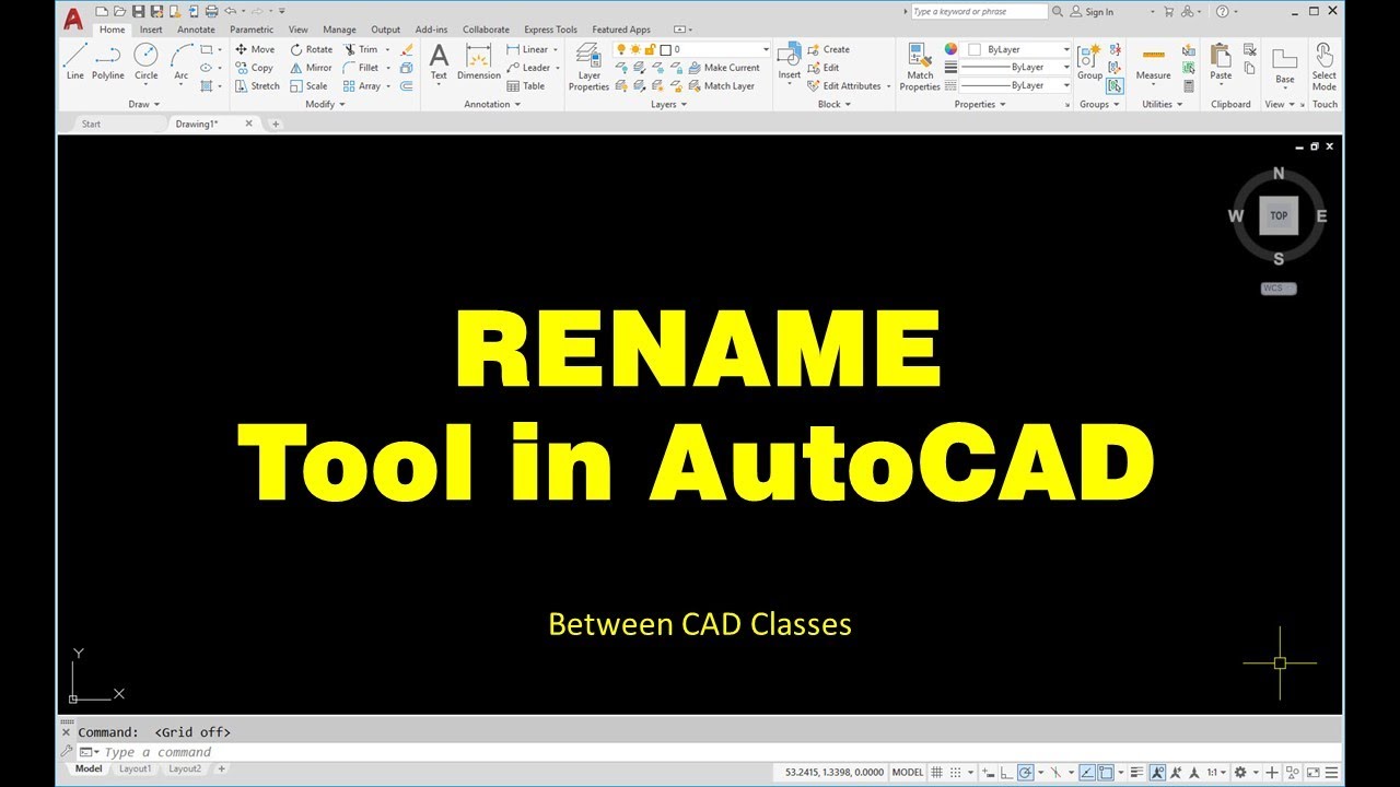 Using the RENAME tool in AutoCAD - YouTube
