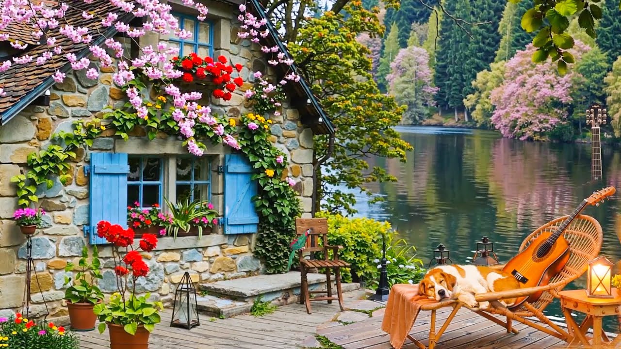 Dreamy Spring Cottage by the Lake - Cozy Morning with Relaxing Piano ...