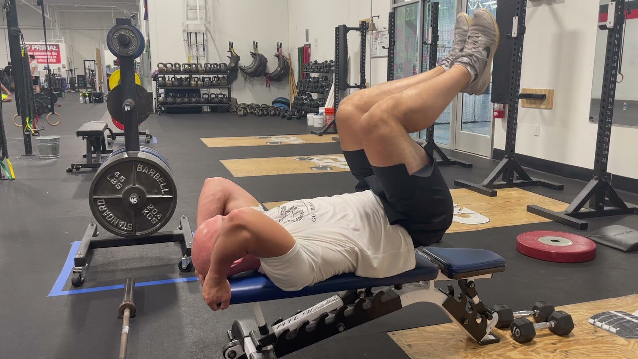 Reverse Crunch on Bench - YouTube