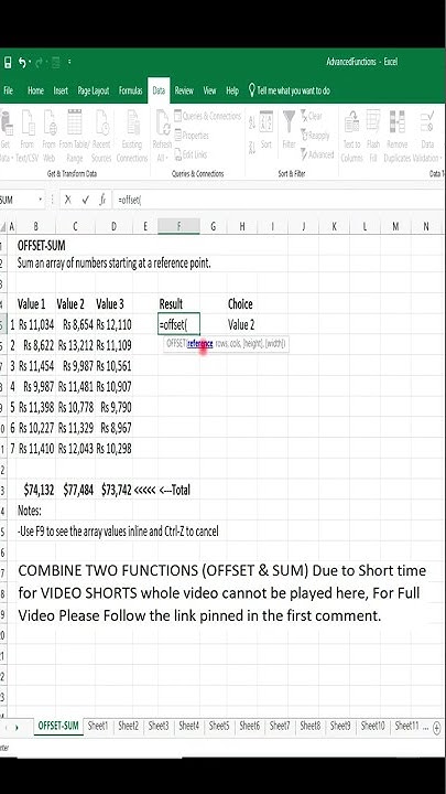 How to combine offset and sum function in excel | Virtual Dost - YouTube
