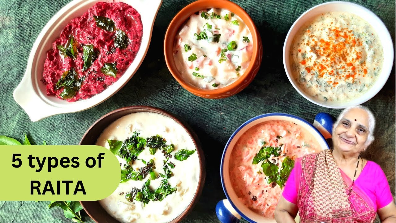 Quick 5 Types of Raita by Gujju Ben I 5 प्रकार से रायता बनाने की विधि I ...
