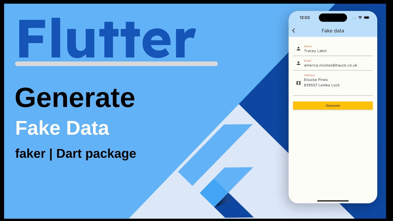 How to Generate Fake data in flutter 2024 | Faker package #flutter # ...