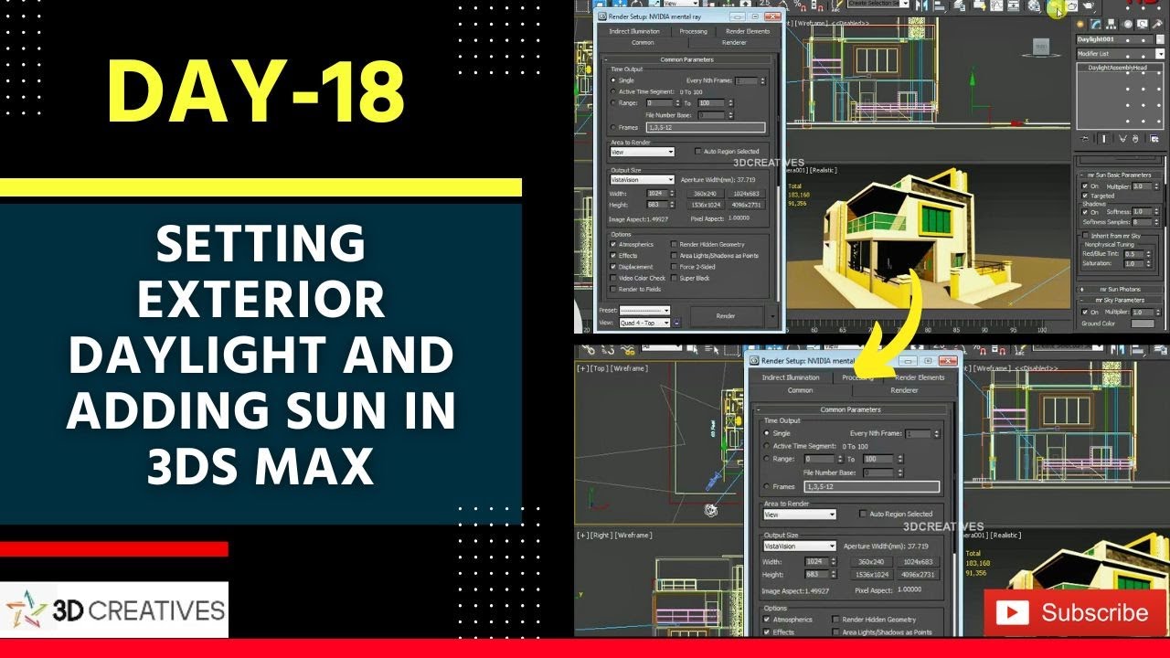 Setting Exterior Daylight and Adding Sun in 3Ds max - YouTube
