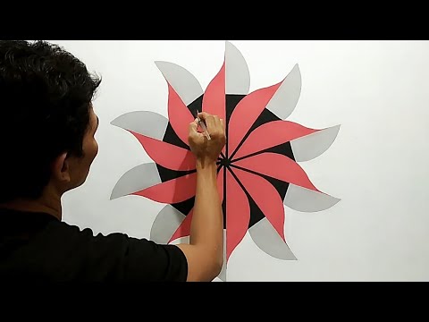 FLOWER 3D WALL PAINTING ART |3D OPTICAL ILLUSION BUNGA | SENI LUKISAN ...