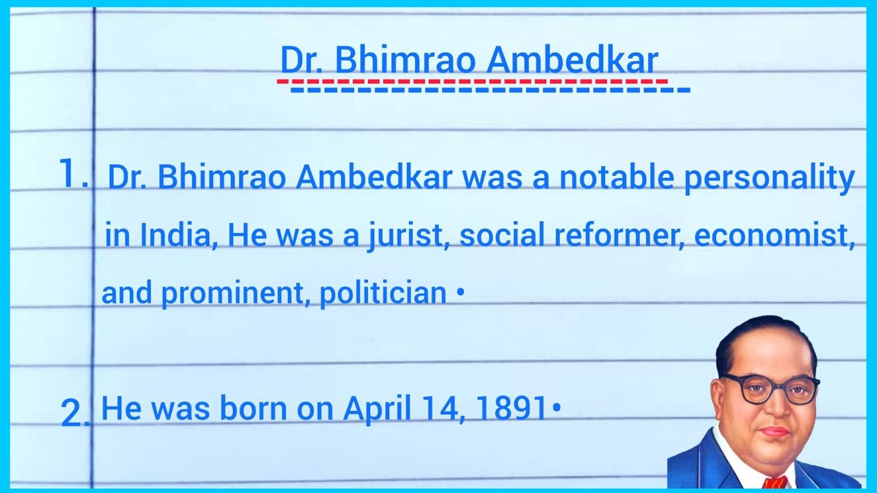 Essay on Dr. Bhimrao Ambedkar in english ll Dr. Bhimrao Ambedkar essay in english ll - YouTube