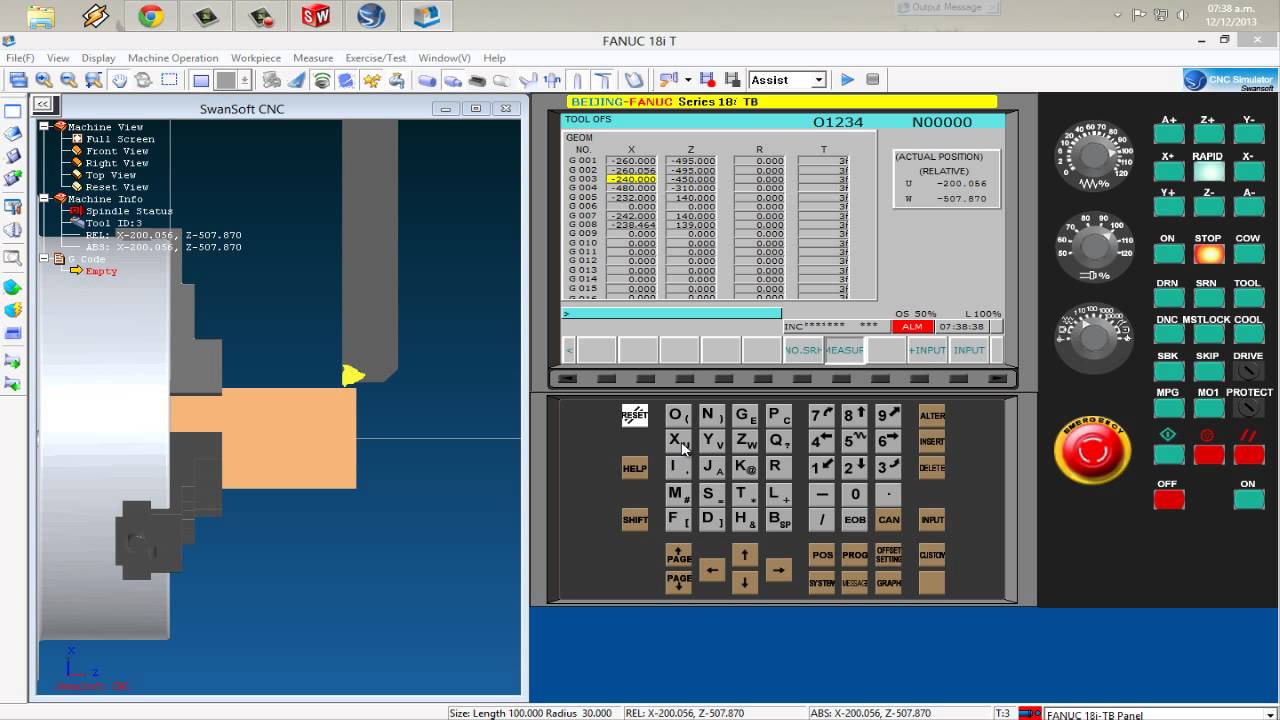 Codigo G usando el control FANUC18iT en SwanSoft y SolidWorks - YouTube