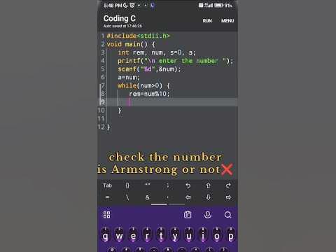 Check the number is Armstrong or not #coding #programming #c - YouTube