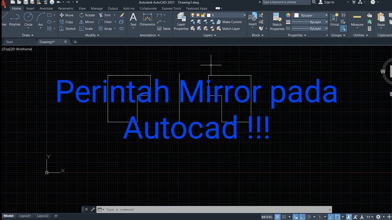 Cara Menggunakan Perintah Mirror pada AutoCad. - YouTube