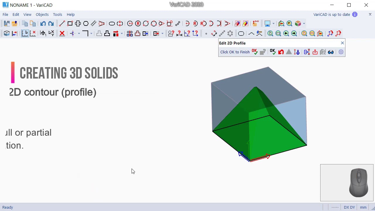 VariCAD – Solid creation by defined contour - YouTube