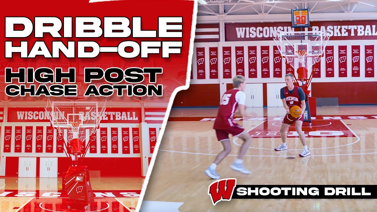 Wisconsin Basketball DHO High Post Chase Action Shooting Drill on The ...