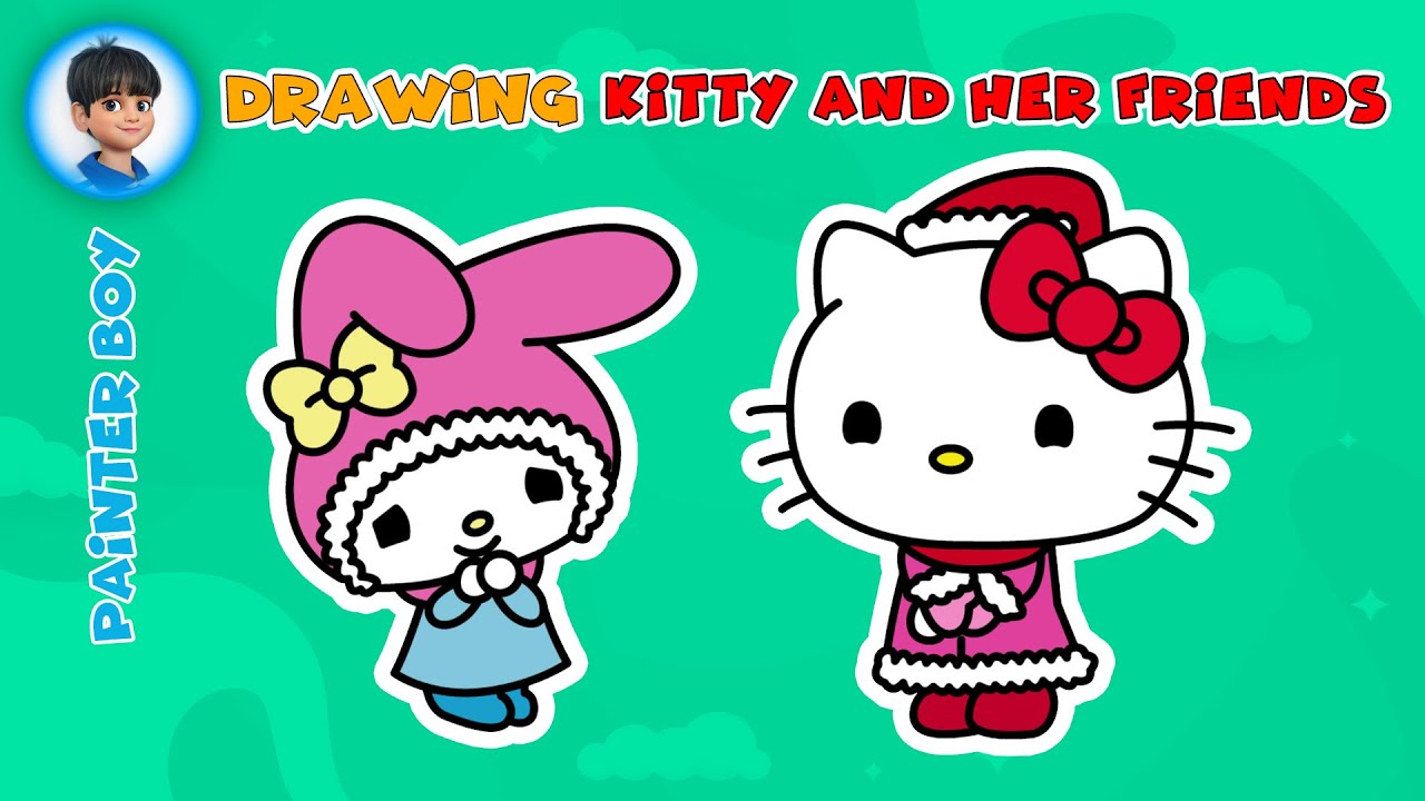 hello kitty and her friend drawing | funny and easy - YouTube