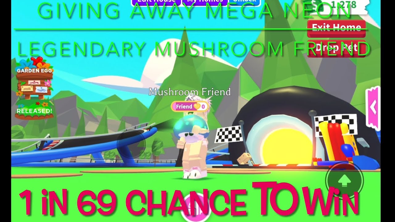 Winner of Legendary MEGA NEON Mushroom Friend in Adopt Me Roblox picked ...