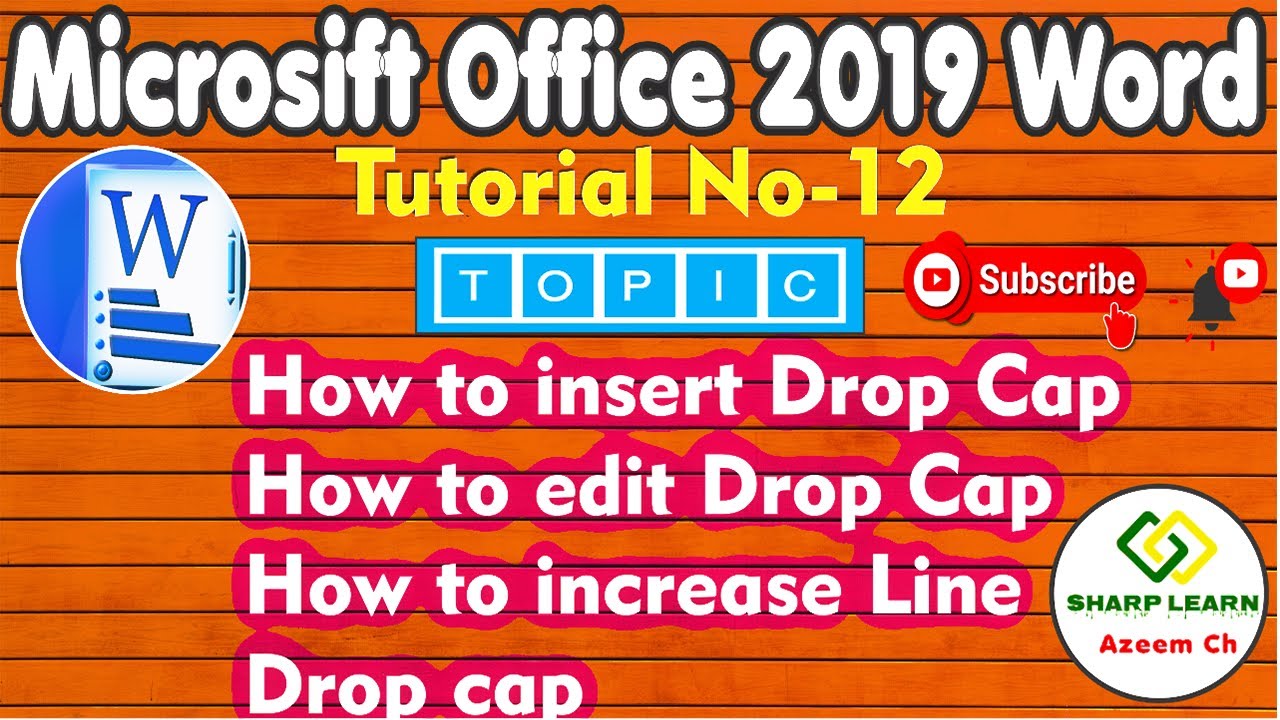 Ms-Office 2019 word Tutorial No-12|| How to apply drop cap, added or ...