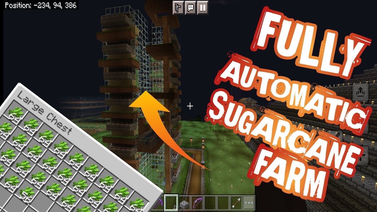 Very Simple And Fully Automatic Sugarcane Farm In Minecraft Bedrock ...