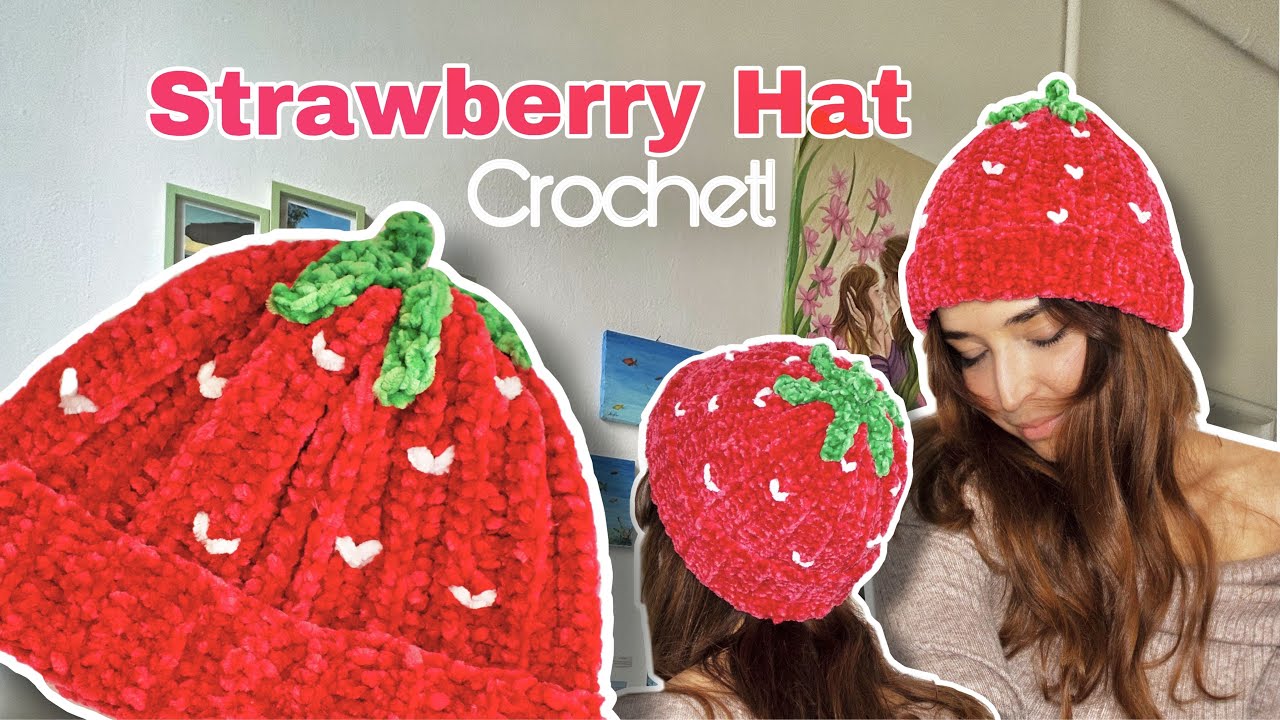 Make with me a cozy STRAWBERRY Crochet HAT!! - YouTube