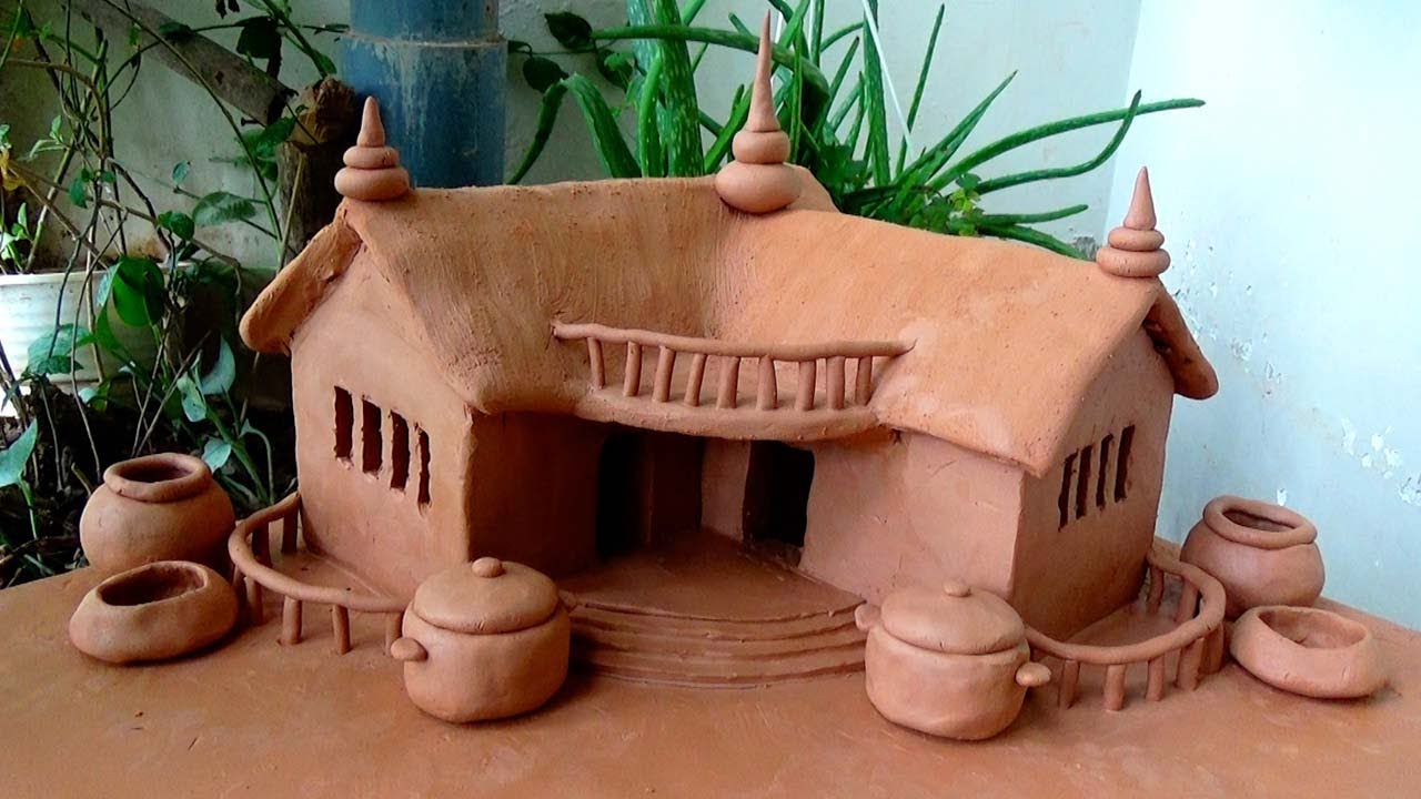 Miniature Clay House Building | Crafting a Tiny Home with a Beautiful ...