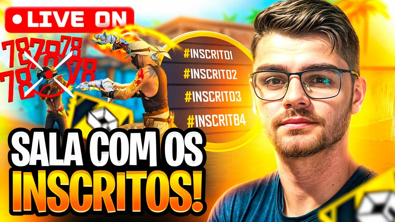 🔥 LIVE FF 🔥 FREE FIRE - AO VIVO 🔥 4X4 + 6X6 COM INSCRITOS 🔥 SALA ...