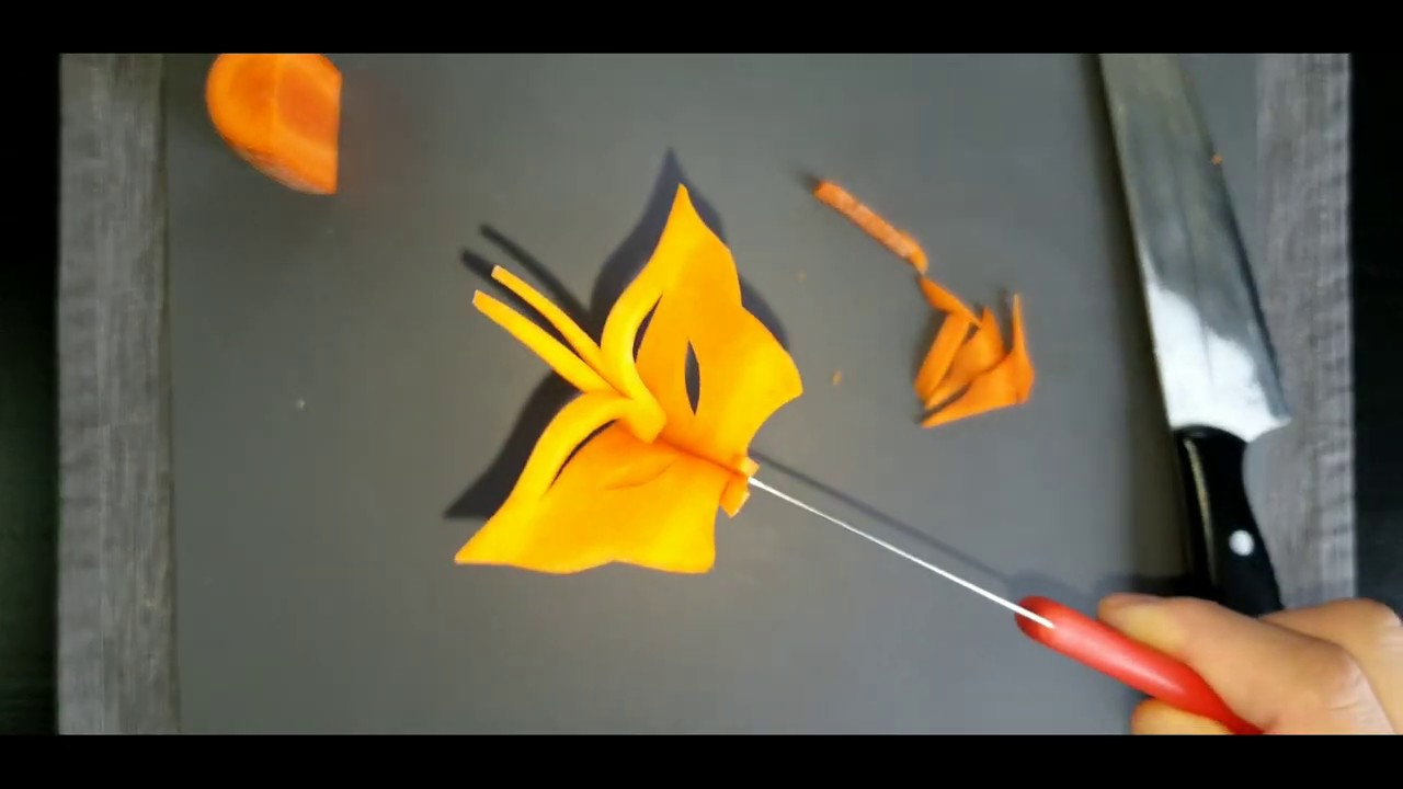 CARVING #4 I Carrot Butterfly - YouTube