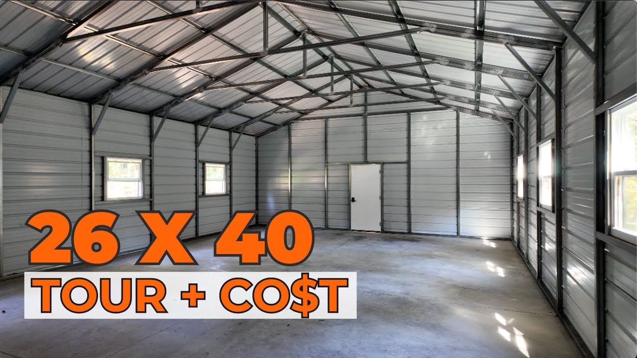 26x40 Metal Garage Cost | Completed Tour | WolfSteel Buildings - YouTube