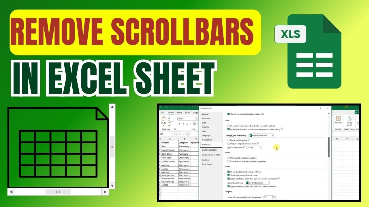 How To Remove Scroll bar From Excel Sheet | Hide and Unhide the Scroll ...