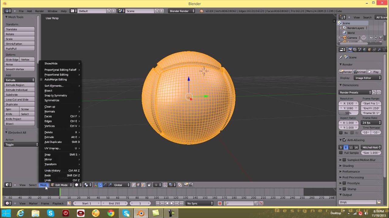 blender 2 69 transformar un cubo en esfera rapidamente - YouTube