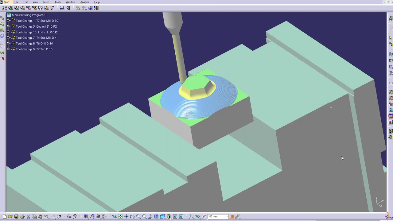 CATIA V5 Cnc machining 2 - www.mehmetaltindas.com - YouTube