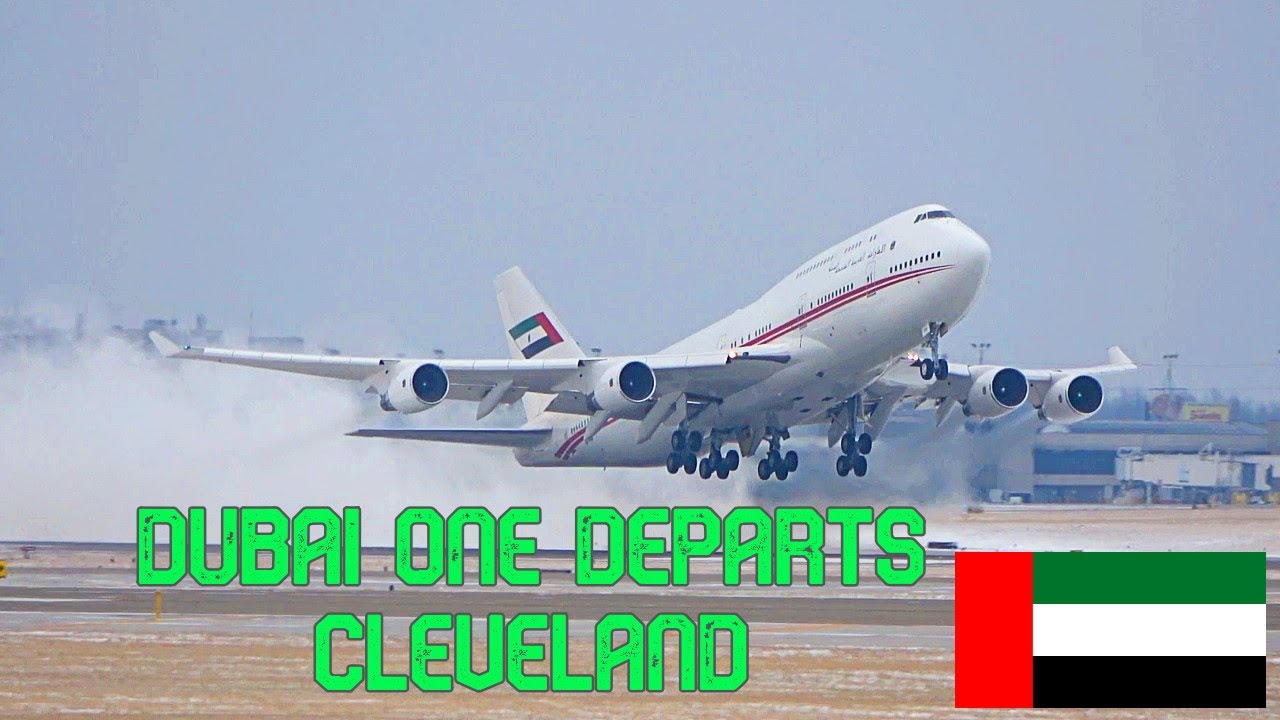 Dubai One 747 Departs From Cleveland Hopkins. Delta 757 Clinic ...