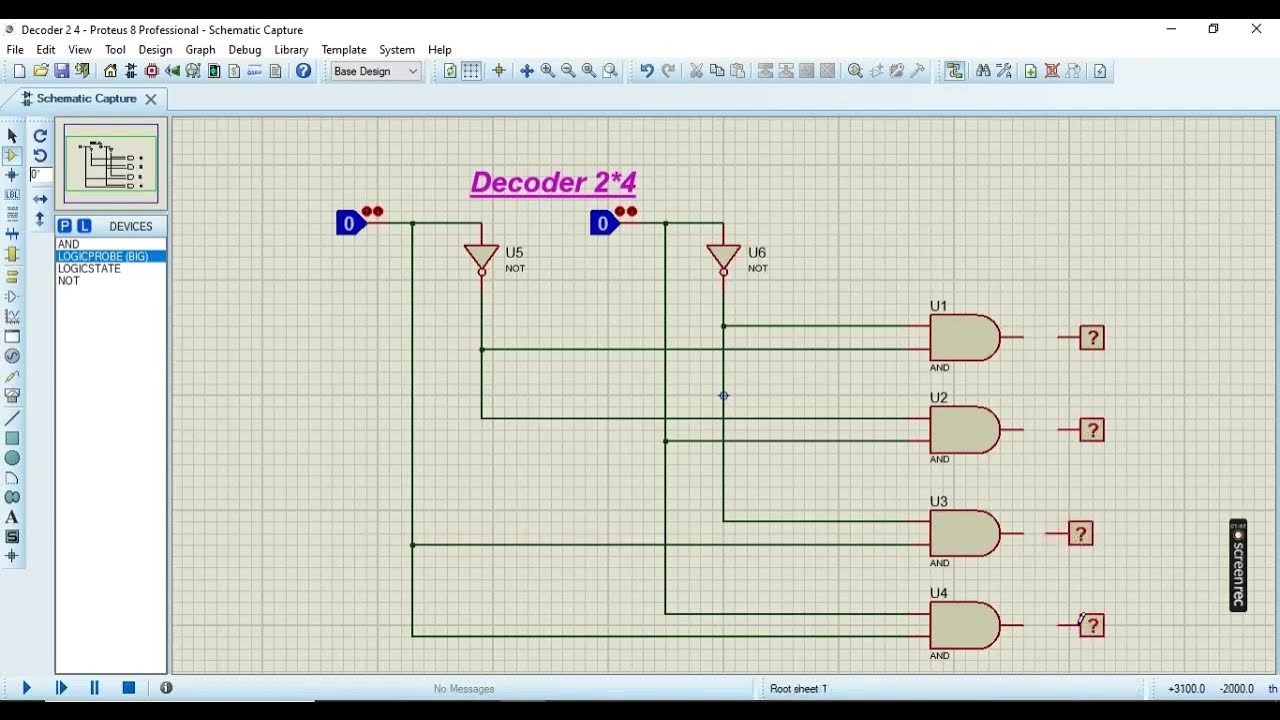 DLD LAB 9 #Decoder 2*4 #Proteus Simulation #Kanwal's official - YouTube
