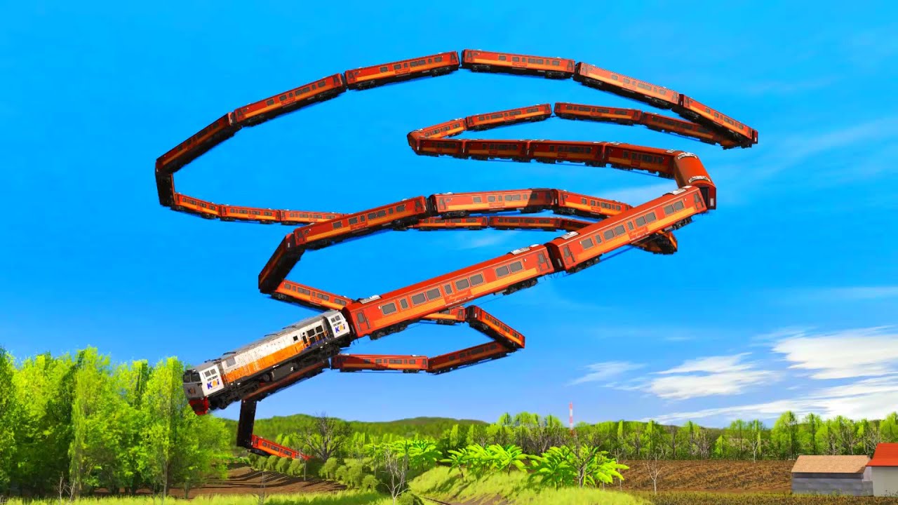 Train goes off the track and suddenly flies around in a mess🚦The Flying ...