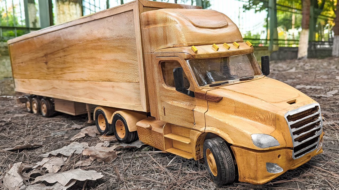 How to make Trailer Truck Freightliner Cascadia Out of Wood | ASMR ...