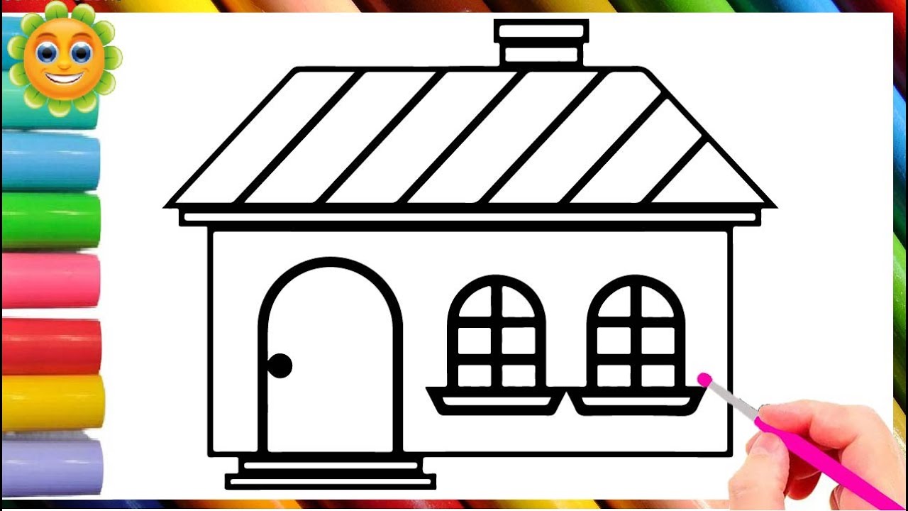 Easy House Drawing,Painting and Coloring for Kids & Toddlers. How To ...